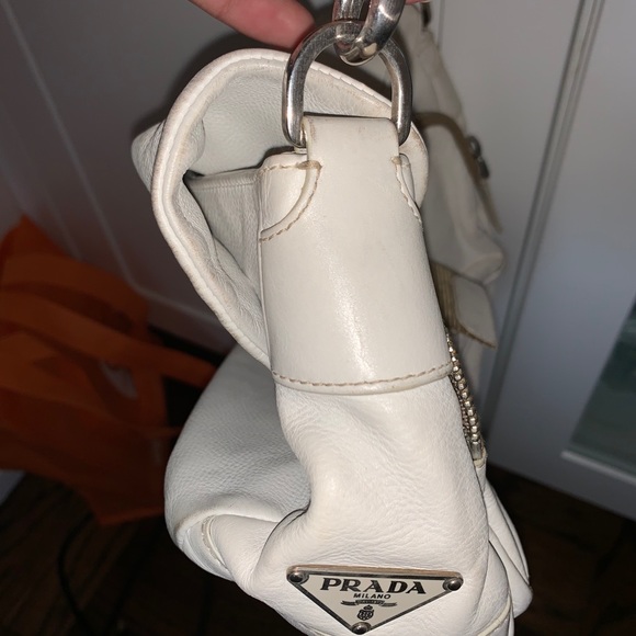 Prada | Bags | Prada White Leather Bag | Poshmark